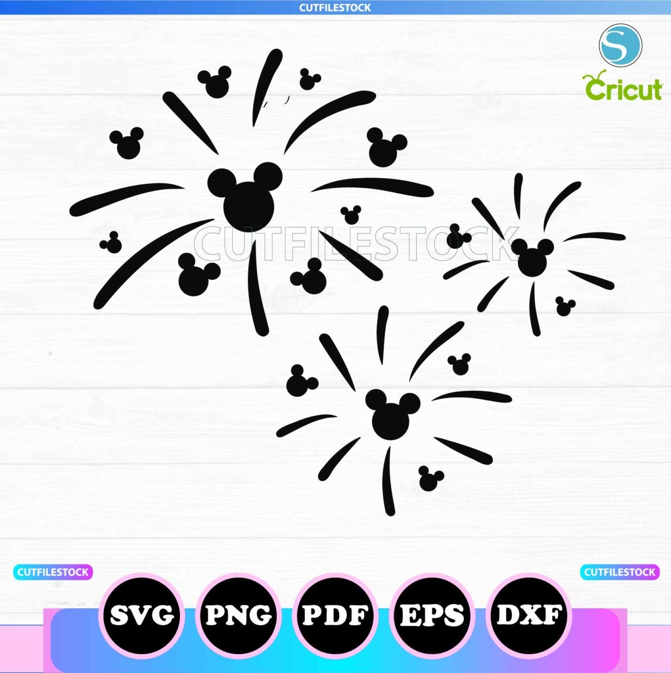 Mickey Firework Svg Png, Mickey Mouse Head Fireworks Svg, Silhouette ...