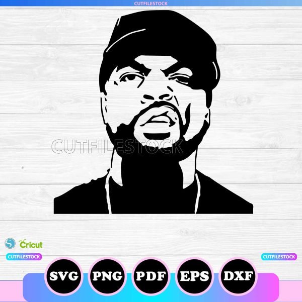 Ice Cube Svg Png, Cricut, Old Schoool Rapper Ice Cube Silhouette