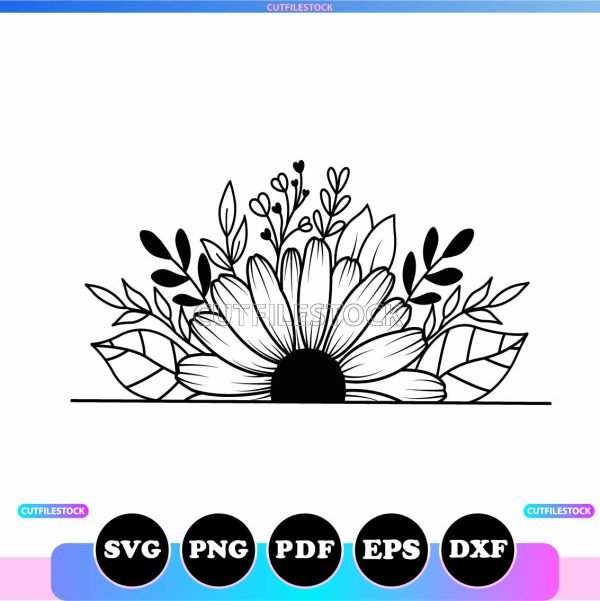 Daisy Flower Monogram SVG, PNG, Cricut , Flower Svg Graphics